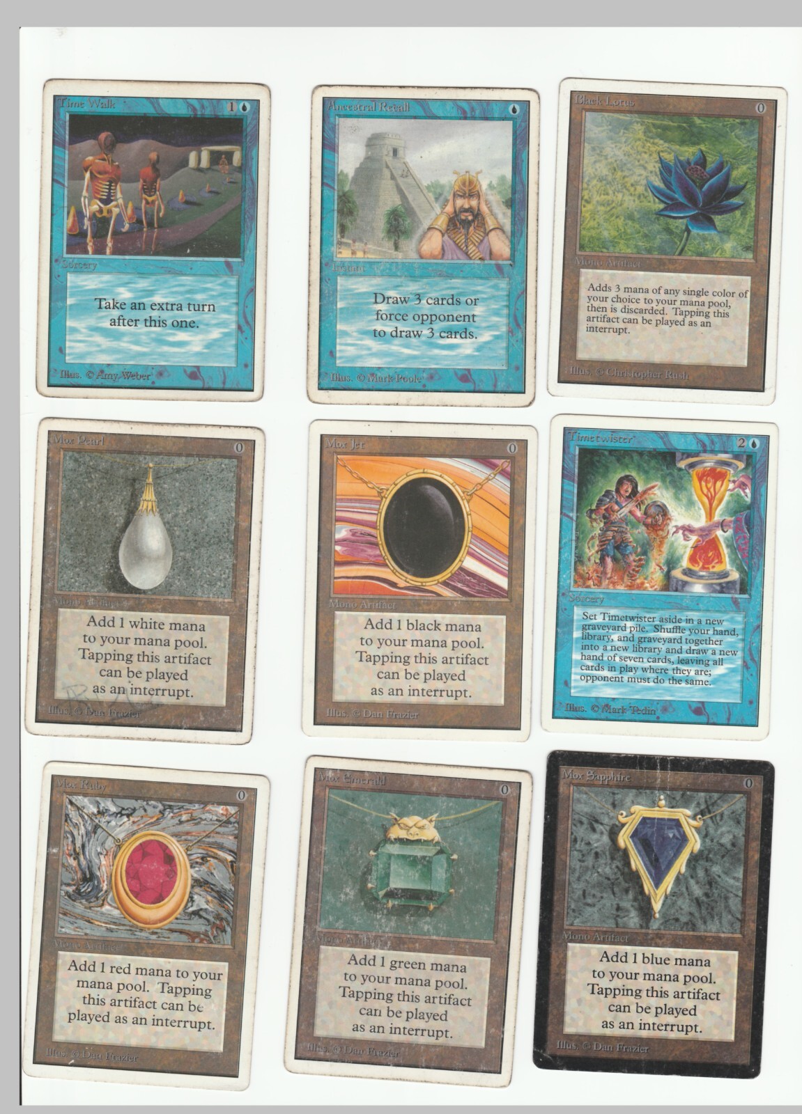 Power Nine Set Black Lotus Ancestral Time Walk mox Jet all nine cards ...