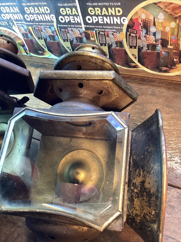 Antique Vintage Pair Coach Carriage Buggy Automobile Candle Lanterns ...