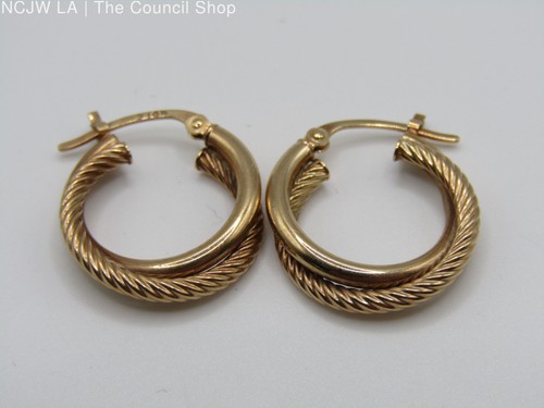 10k Yellow Gold 17mm Hoop Earrings | eBay