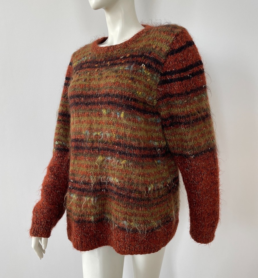 Hand Made Pure MOHAIR KNIT Jumper Hand Knitted ANGORA GOAT WOOL Grunge ...