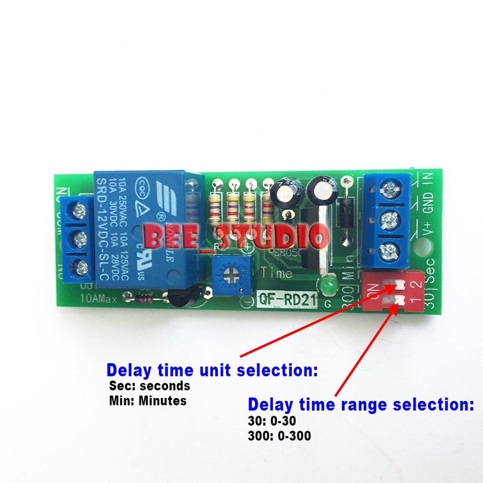DC 5V 12V 24V Adjustable Time Delay Timing Timer Relay Switch Turn Off ...