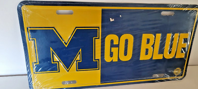 UNIVERSITY OF MICHIGAN LICENSE PLATE LICENSED U OF M GO BLUE NEW SEALED ...