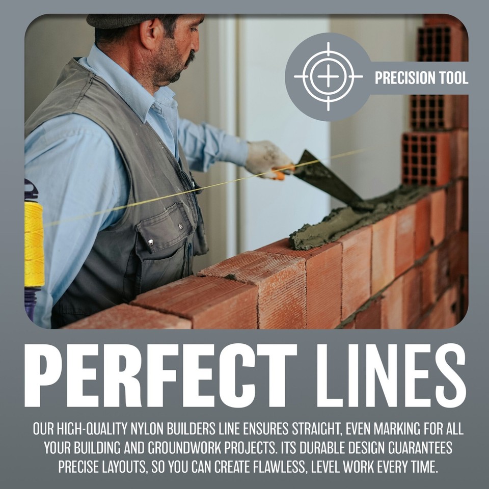 NEW 152M BUILDERS LINE ROPE STRING BUILDING BRICKLAYING BRICK HANDLE ...