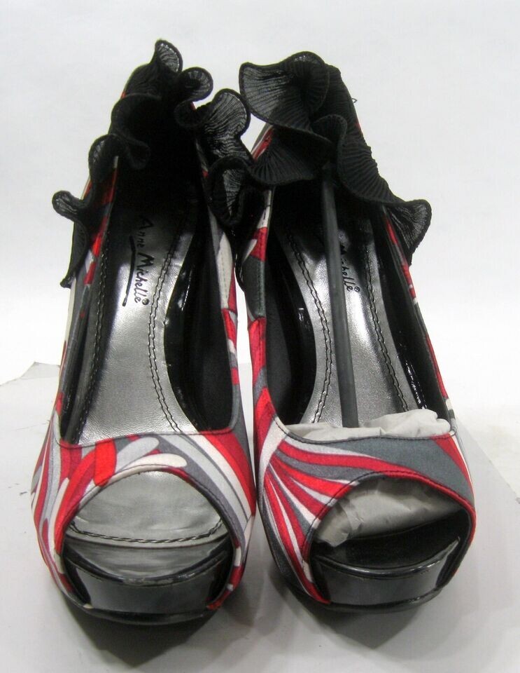 new black multi 5"Stiletto High Heel peep toe frill Shoes WOMEN Size 8. ...