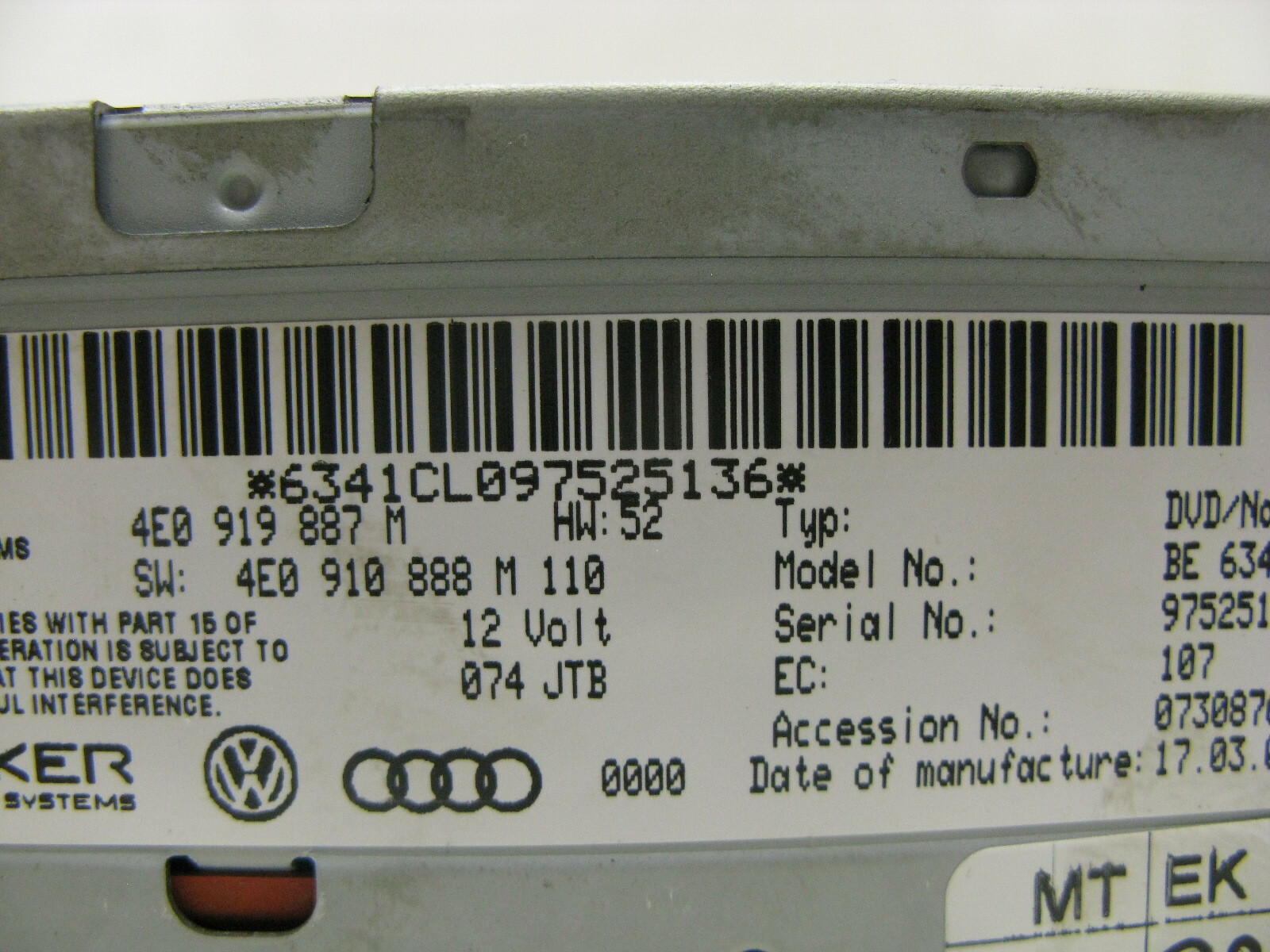 08-12 AUDI 8T A5 S5 A4 GPS NAVIGATION MULTIMEDIA DVD PLAYER HEAD UNIT ...