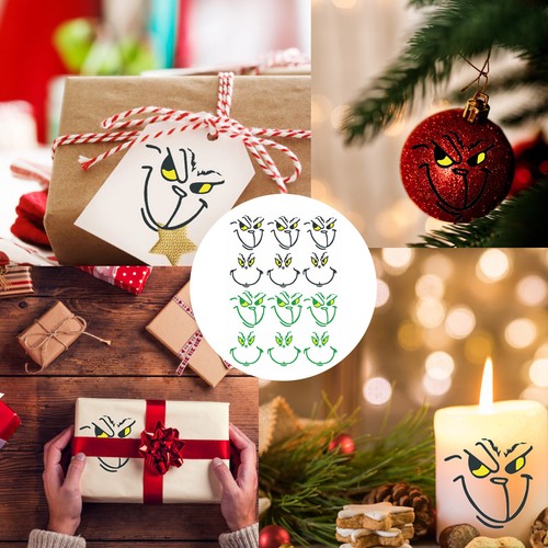 12Pcs Grinch-Stickers,Grinch-Christmas Decorations Face Decals Vinyl ...