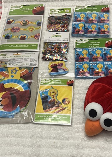 Sesame Street Birthday Party Supplies 9 Items 2 Garlands Elmo Hat TY ...