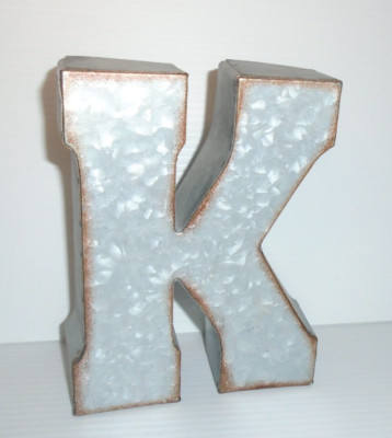 7" "K" Galvanized Metal Letter Wall Decor 3D Letter- Hanging or ...