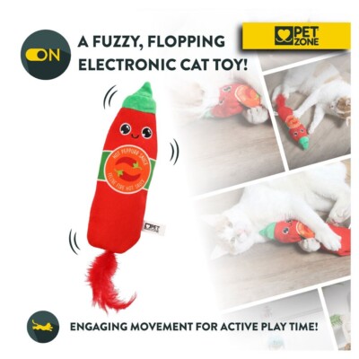 Pet Zone Rechargeable Fuzzy Flopper Kicker Hot Sauce Electronic Cat Toy ...