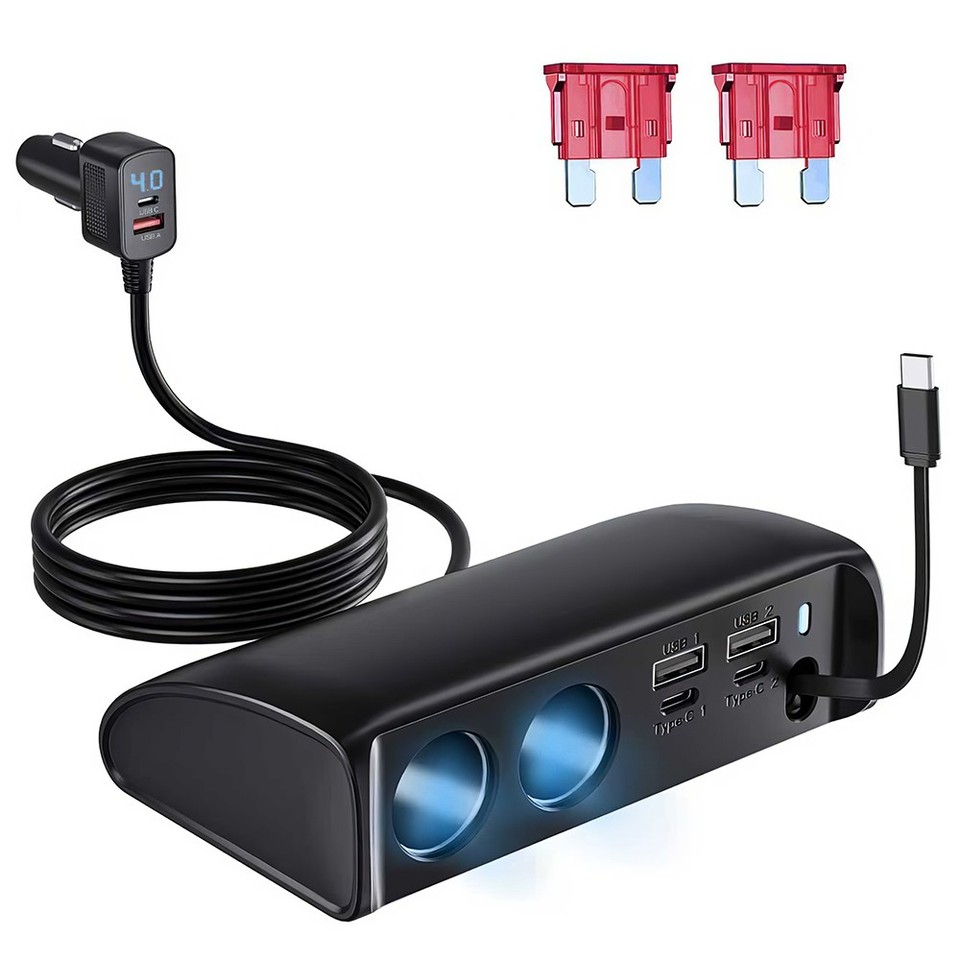 12V 24V Type C USB Car Charger Splitter QC PD 3.0 Charger Power Outlet ...