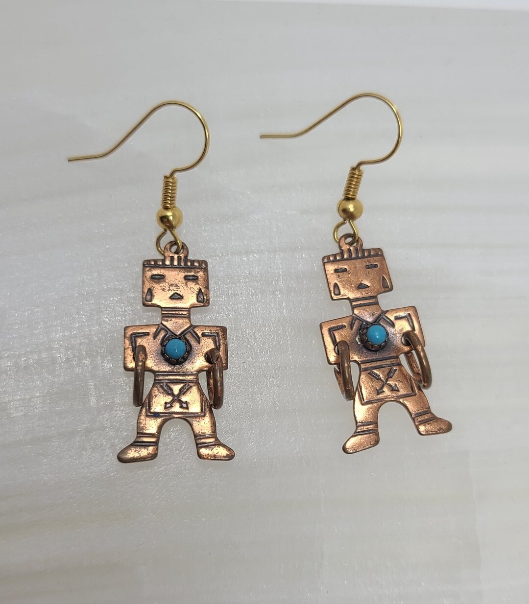 Vintage Copper Hopi Kachina Hoop Dancer Faux Turquois… - Gem