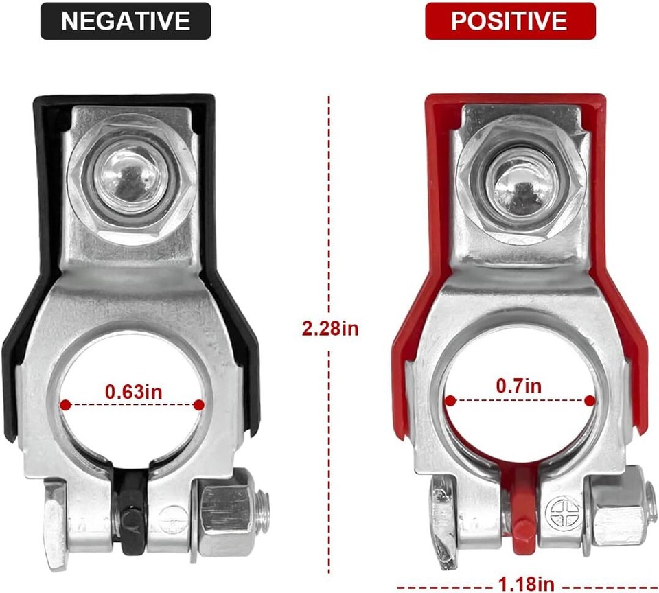 2Pairs Top Post Battery Cable Ends Terminal Clamps Connectors Positive ...
