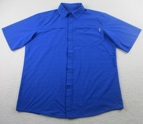 Killik Fishing Shirt Mens Large Button Blue SS Vented Hiking Polyester ...