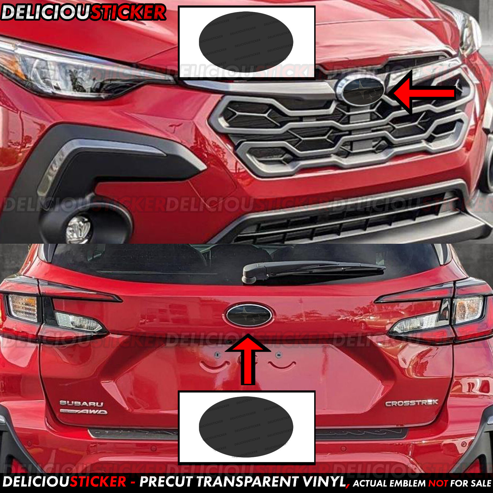 Fits 2024-25 Subaru Crosstrek Front Rear Emblem Smoke Decals Vinyl Tint ...