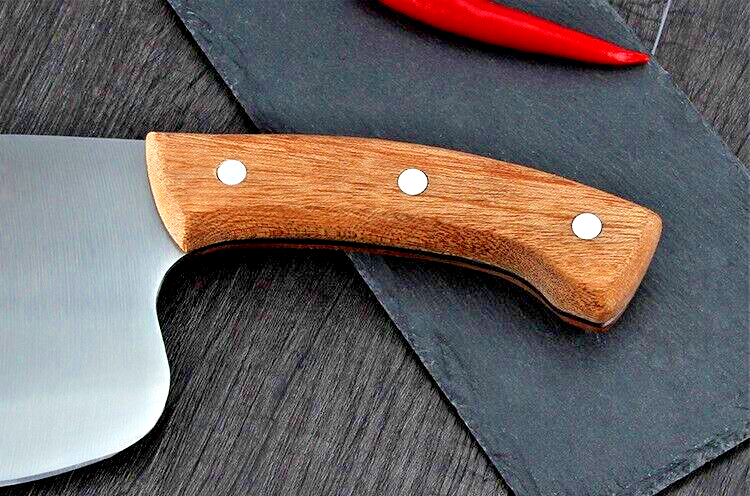 Round Blade Knife Kitchen Chef Slicing Fish Filleting 4Cr13 Steel Wood ...