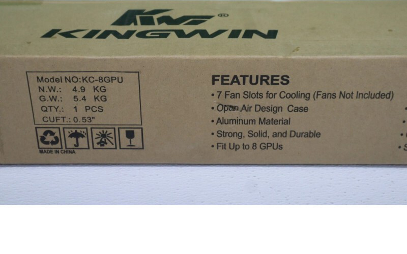 Kingwin KC‑8GPU 8‑GPU Open‑Air Aluminum Mining Rig Case Frame – 7 Fan ...