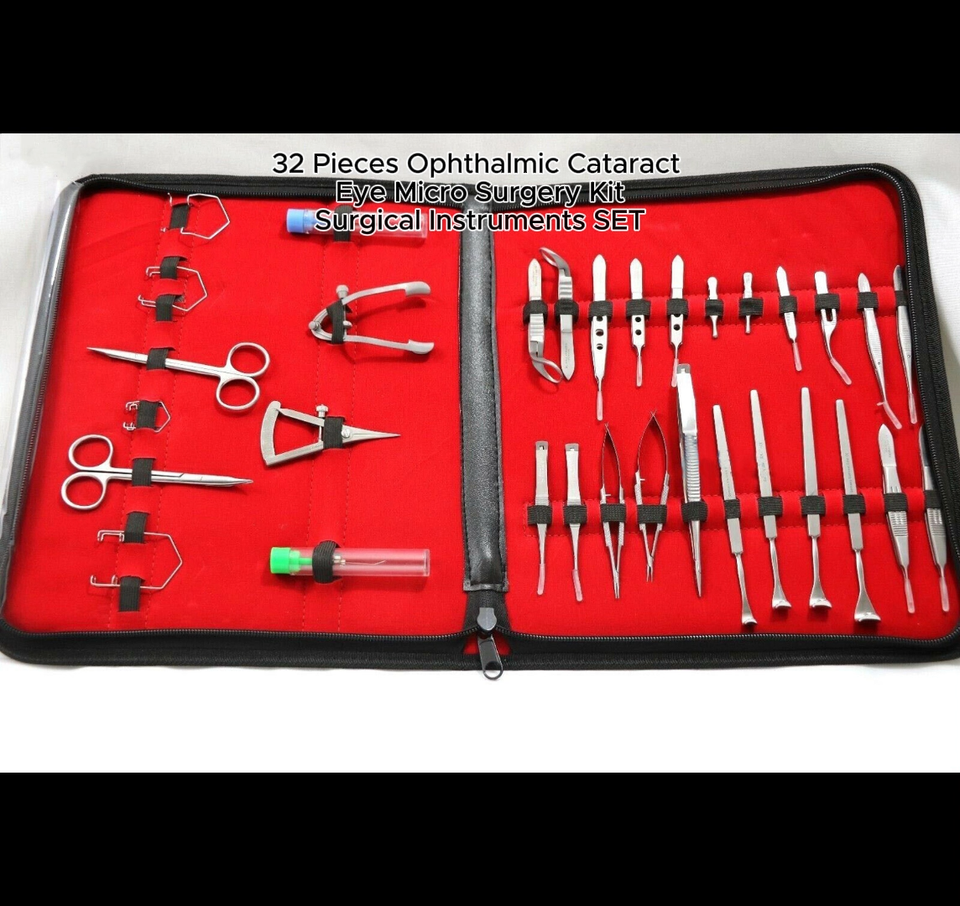 32 Pieces Set Ophthalmic Cataract Eye Micro Surgery Instruments Kit ...