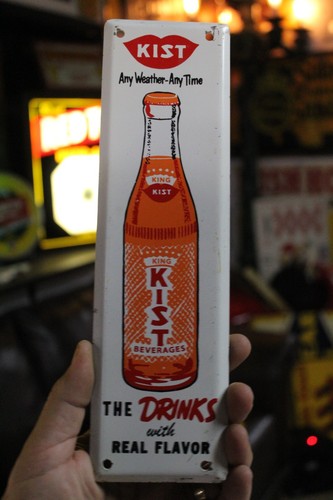 RARE 1950s DRINK ORANGE KIST BEVERAGES DEALER STAMPED PAINTED METAL ...