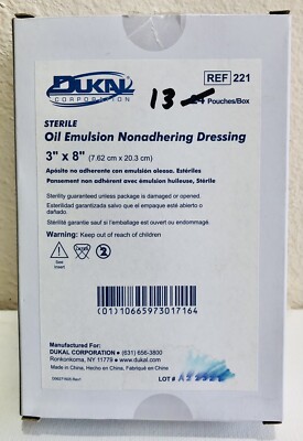 Dukal 221 Sterile Oil Emulsion Nonadhering Dressing 3" x 8" 13 count ...