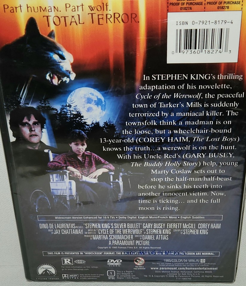 New! Sealed! Silver Bullet - Stephen King’s - DVD - Gary Busey.Corey ...