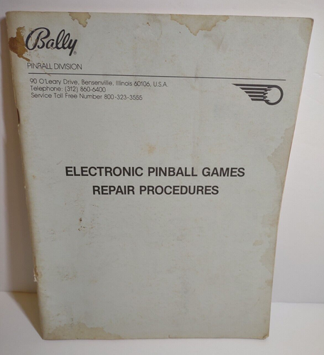 Bally Pinball Machine Electronic Procedures Service Repair Manual 1980 Original | eBay