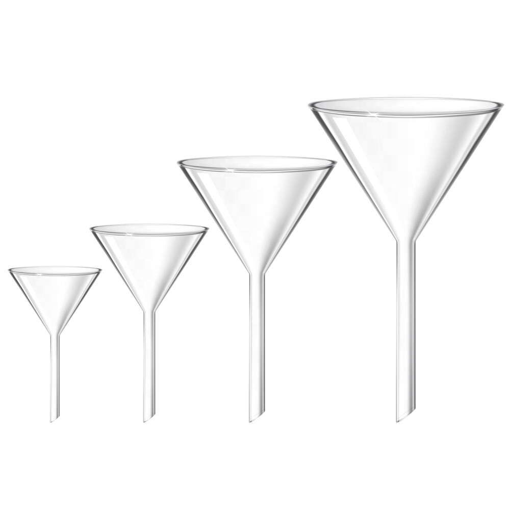 4 Pcs Short Tube Glass Funnel Funnels for Kitchen Use Filling Bottles ...