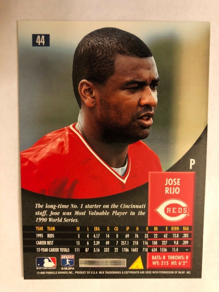 1996 Pinnacle #44 Reds Jose Rijo Baseball Card | eBay