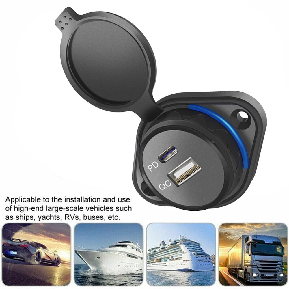 Charger DC12V-24V Dual USB Fast Charging Panel Mount Power Socket ...