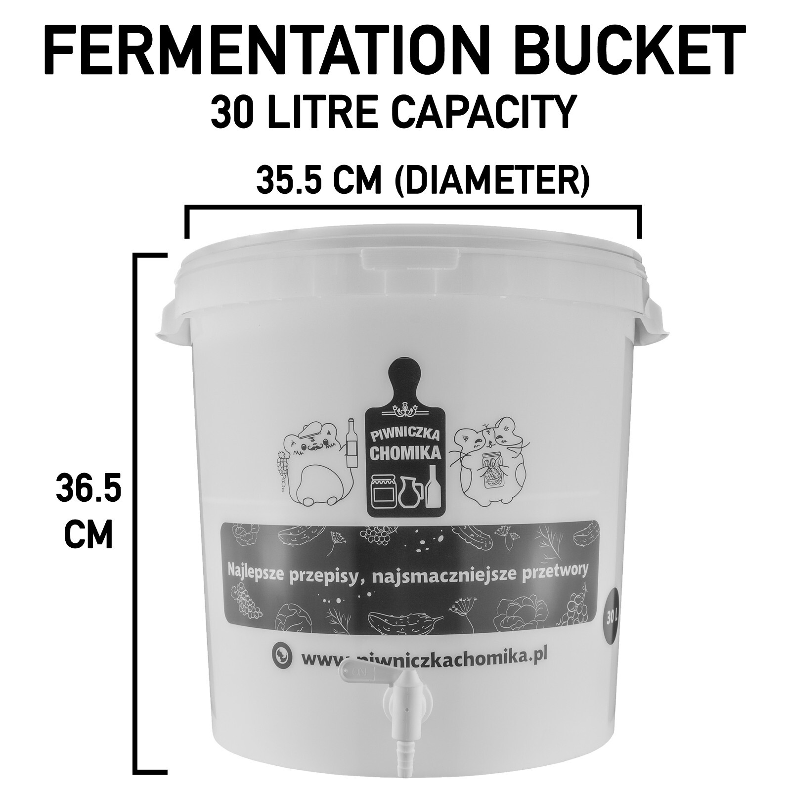 30l home brewing /wine making bucket package with airlock,tap,bung and ...
