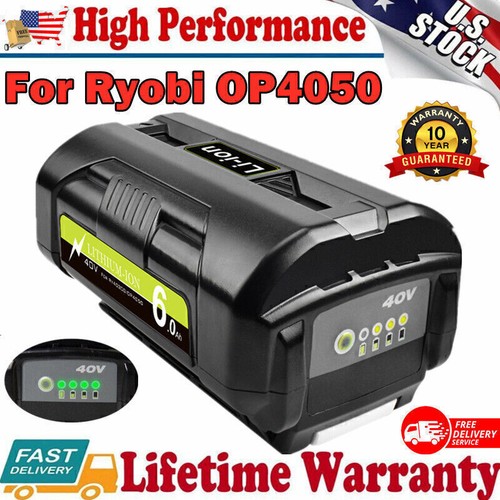 40V 6.0Ah Lithium Battery For Ryobi OP4050 OP4050A OP40601 OP40501 ...