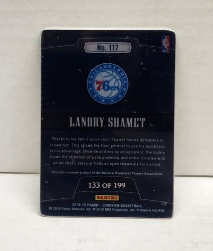 LANDRY SHAMET 2018-19 Panini Dominion METAL ~ 76ers ROOKIE #'d /199 | eBay