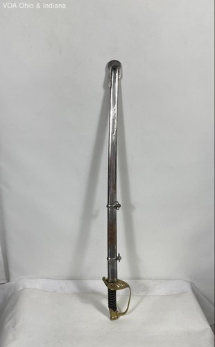 Vintage Military Style Saber Sword with Metal Scabbard & Brass ...