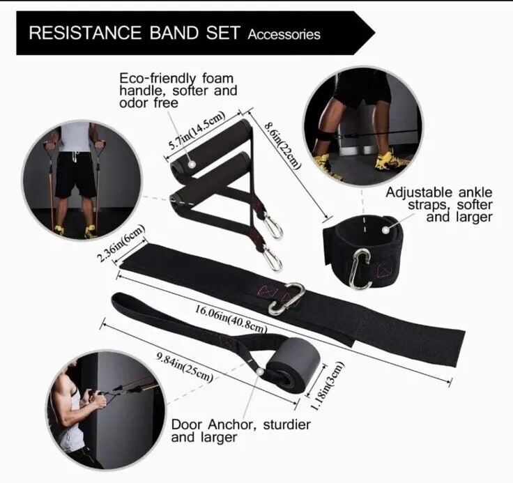 The Fit Life Resistance Bands Inc Handles, Anchor & 5 Bands - 1 Year ...