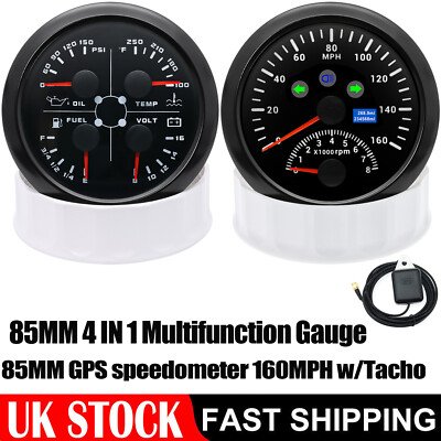 2 Gauge Set 85mm GPS Speedometer 160MPH W/Tacho&85mm 4 In 1 ...