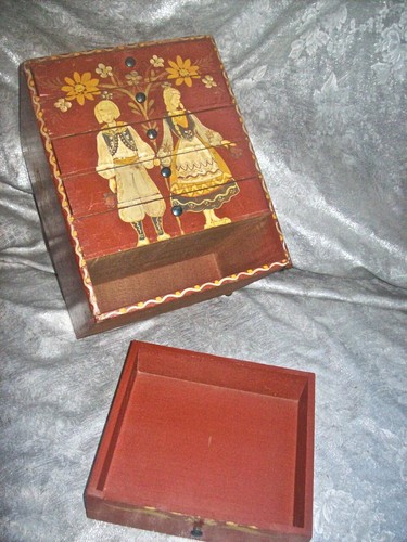 ANTIQUE PENNSYLVANIA DUTCH MINIATURE FOLK ART PAINTED WOOD WEDDING ...