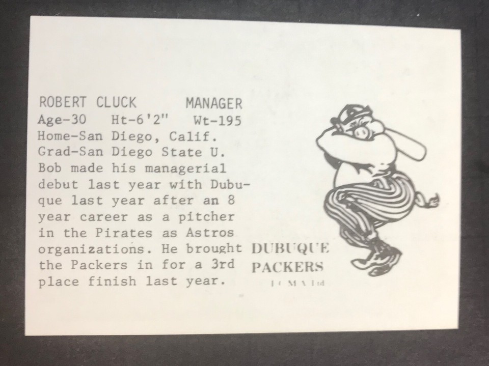 1976 TCMA Dubuque Packers Baseball Card ROBERT CLUCK | eBay