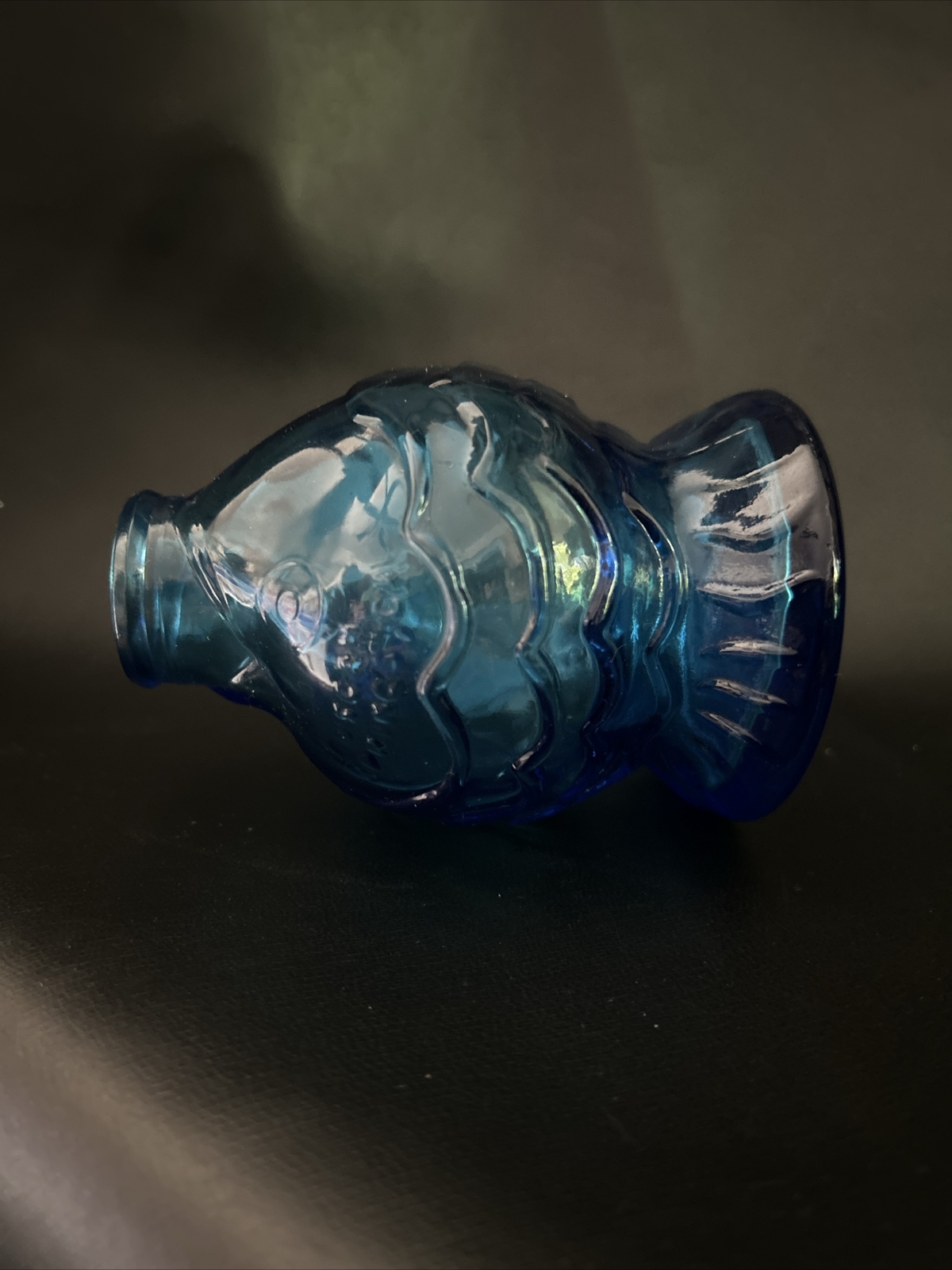 Vintage Wheaton Blue Glass Fish Medicine Bottle Catarrah Cure Tuscan ...