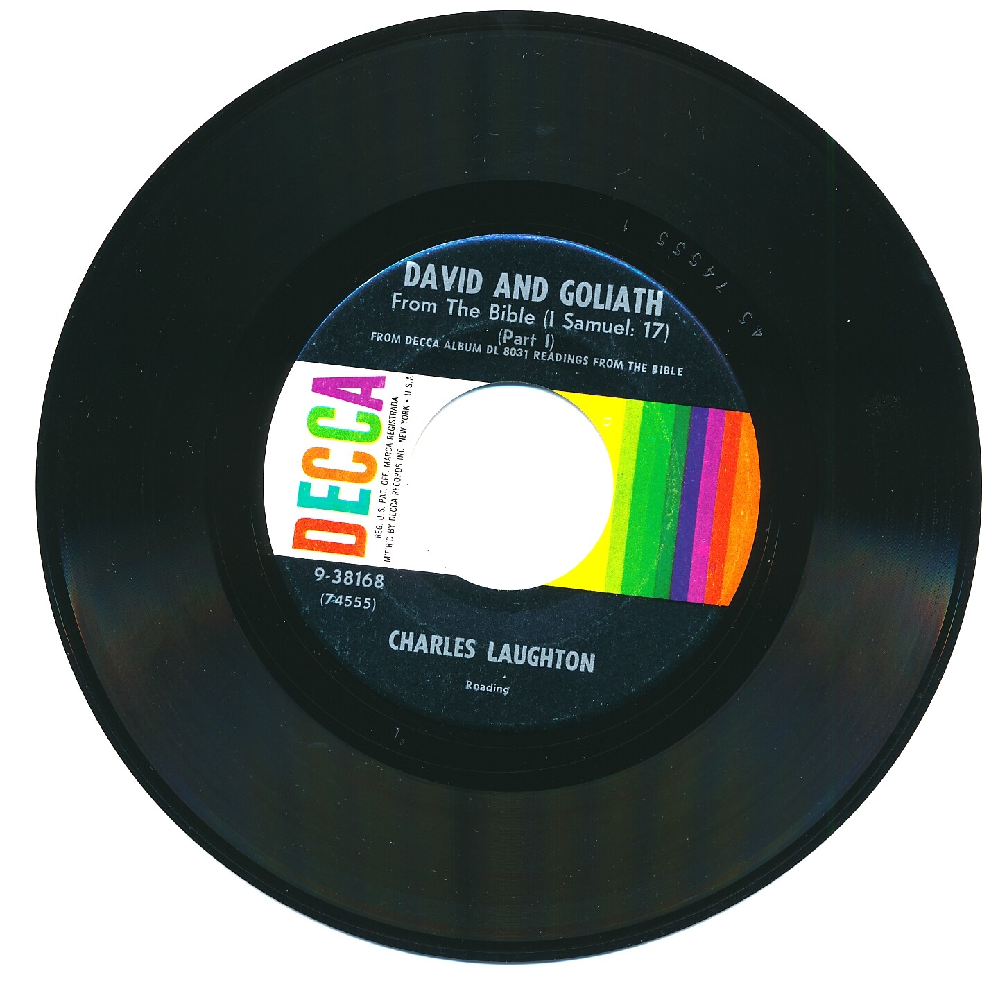 45 RPM record: Charles Laughton - David and Goliath from the Bible ...