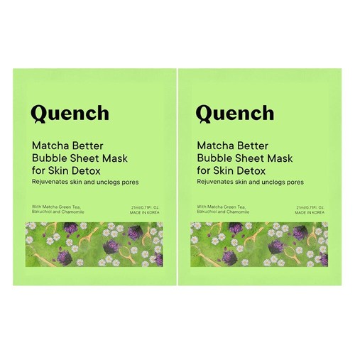 Quench Matcha Bubble Sheet Mask For Skin Detoxification - Pack Of 2 ...