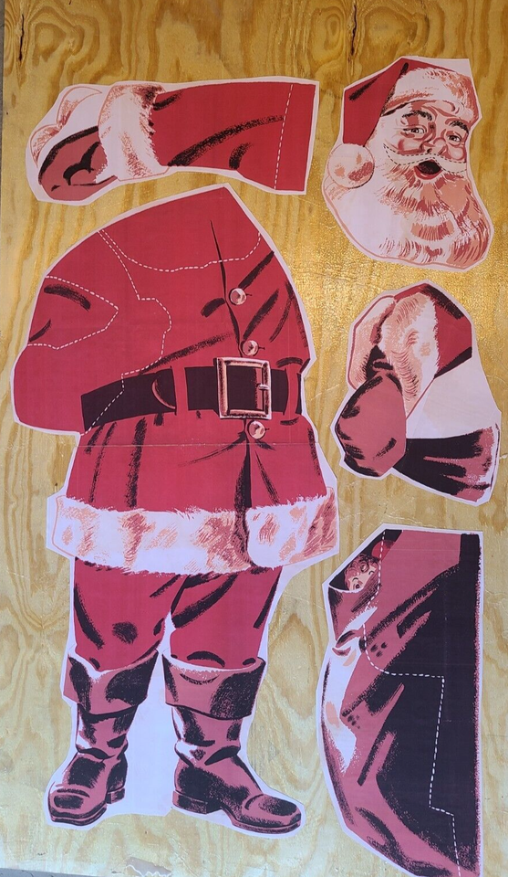 Reproduction Douglas Fir Plywood Santa, Sleigh and Reindeer Set Pattern ...