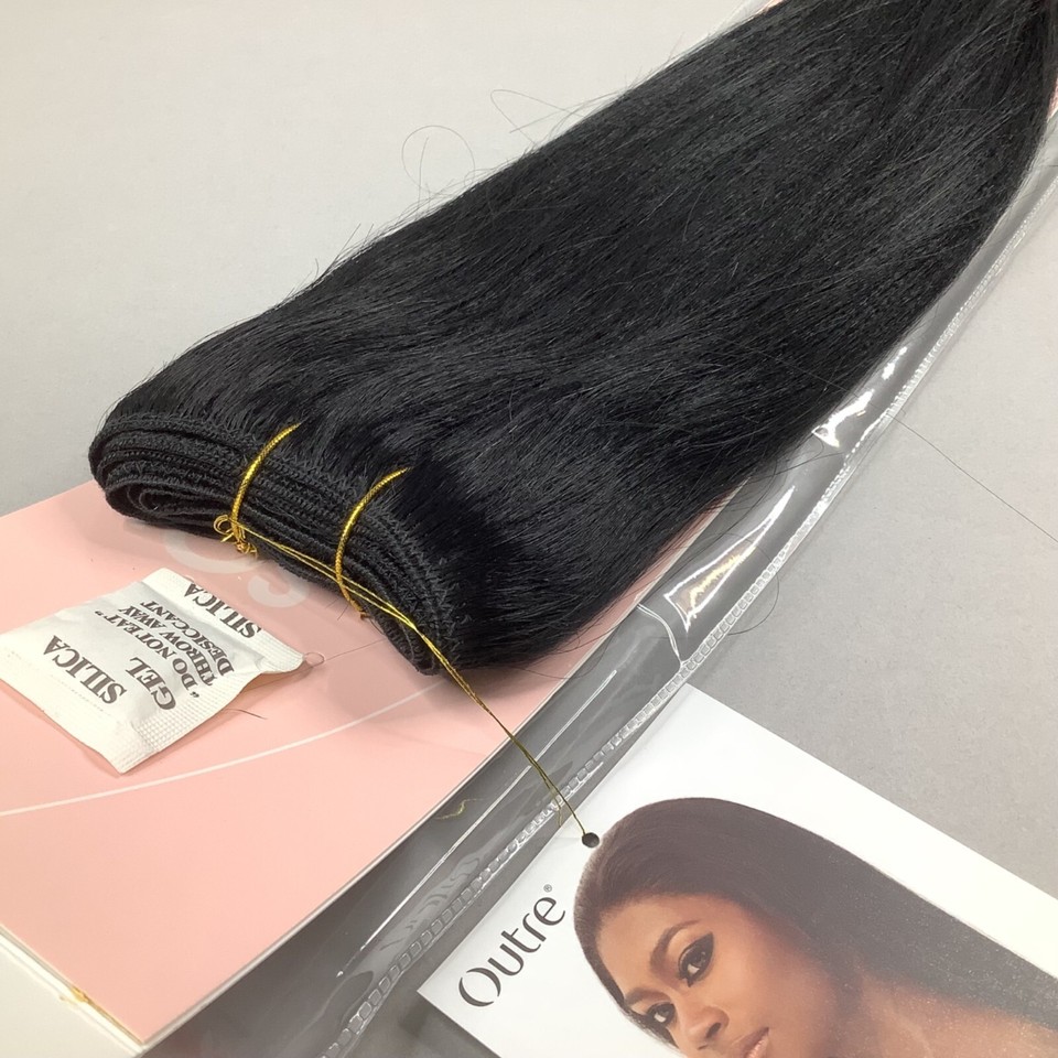 12” SOL Straight Color #1 Jet Black Blended Hair Extensions Track by ...