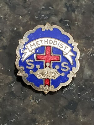 Vintage Blue and Red Enamel METHODIST S.S. SUNDAY SCHOOL Lapel Pin ...