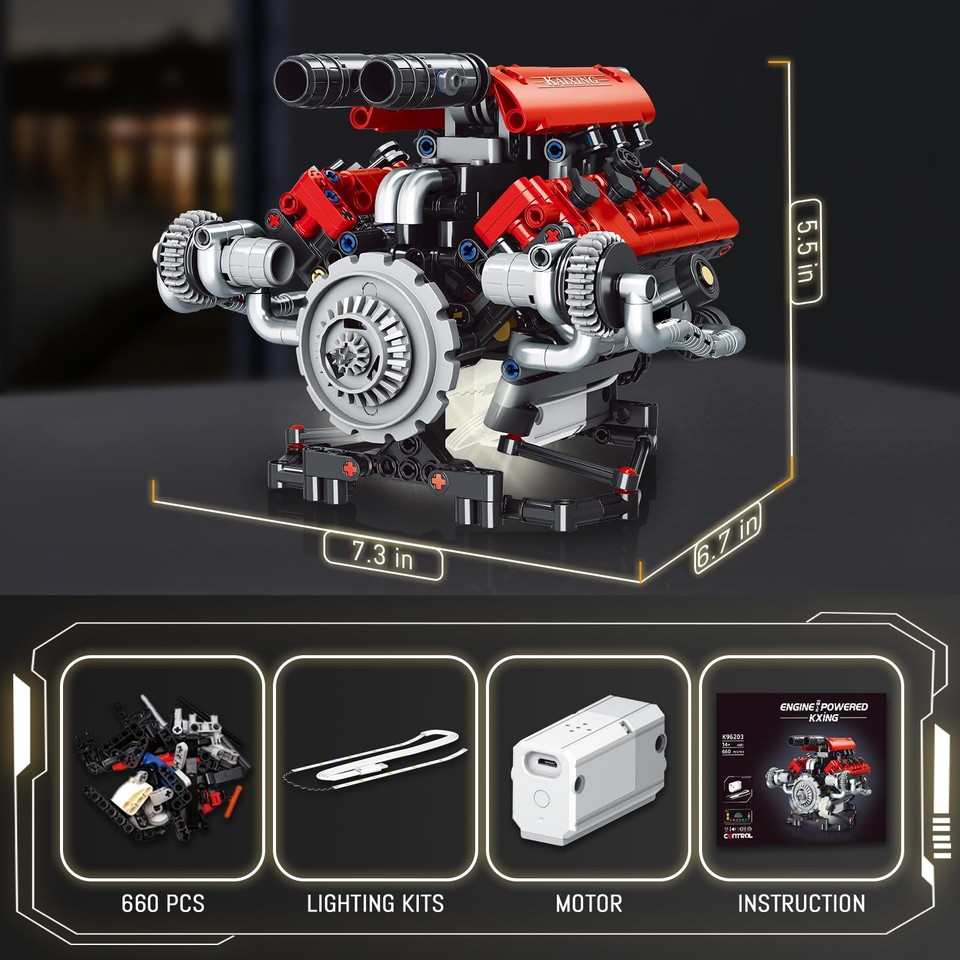 V8 Engine Model Kit That Work - 8-Cylinder Visible Engine Building ...