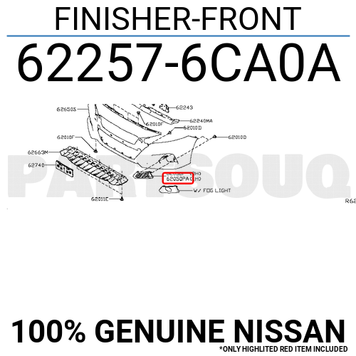 62257-6ca0a Nissan Finisherfront 622576CA0A Genuine OEM Part for sale ...