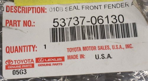 NEW OEM 2018-2023 TOYOTA CAMRY FRONT LEFT FENDER APRON SEAL 53737-06130 ...