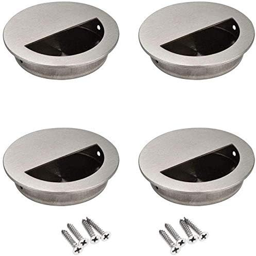 4Pcs Stainless Steel Flush Pull Handles, Closet Knob(Recessed, Round ...
