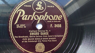 Pipe Major Donald Shaw Ramsay 78rpm Single 10-inch Parlophone Records # ...