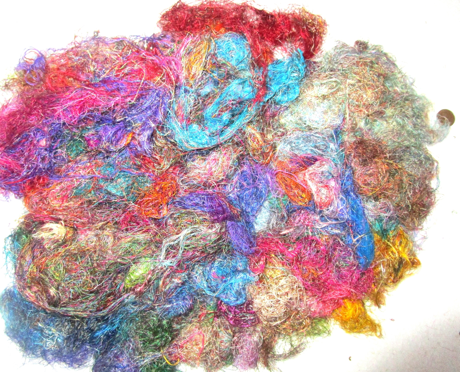1 oz Sari Silk Yarn Fiber -Sari Silk Waste Threads Mixed Media Felting ...