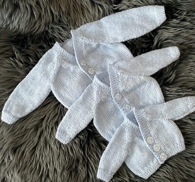 Hand knitted Premature / Preemie Baby Cardigan Chest sizes 26cm, 31cm ...