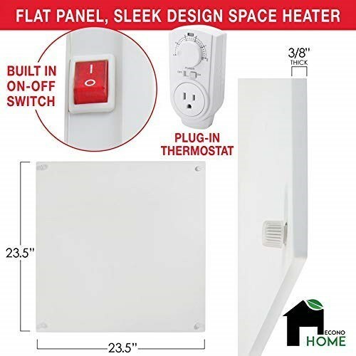 Wall Mount Space Heater Panel - with Thermostat - 400 Watt Convector ...